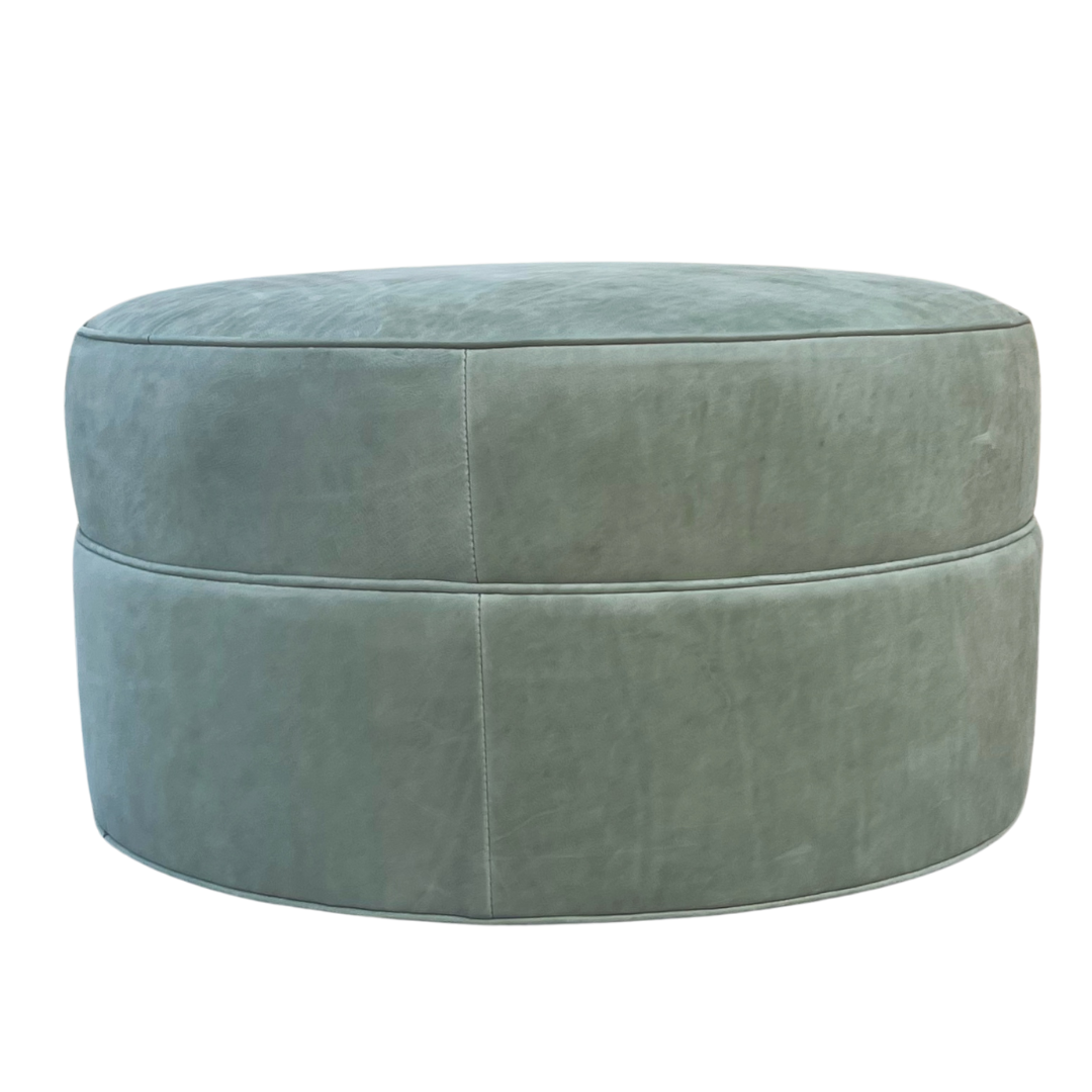 Soft Green Leather Ottoman – Nest Interior Design